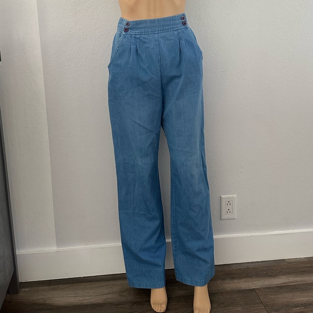Vintage 70s Pants Womens Flare Bell Bottom Light Blue… - Gem